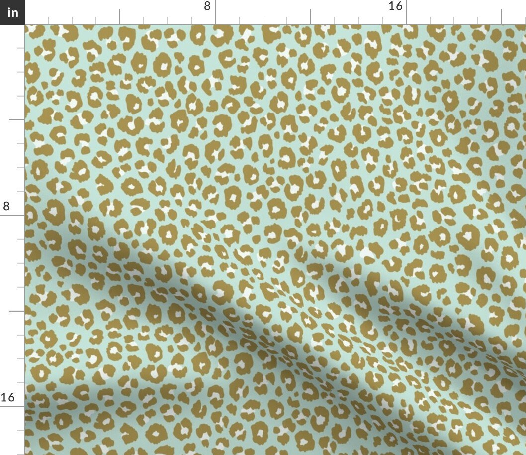 Animal Print Fabric Leopard Print Mint Gold by Kimsa - Etsy