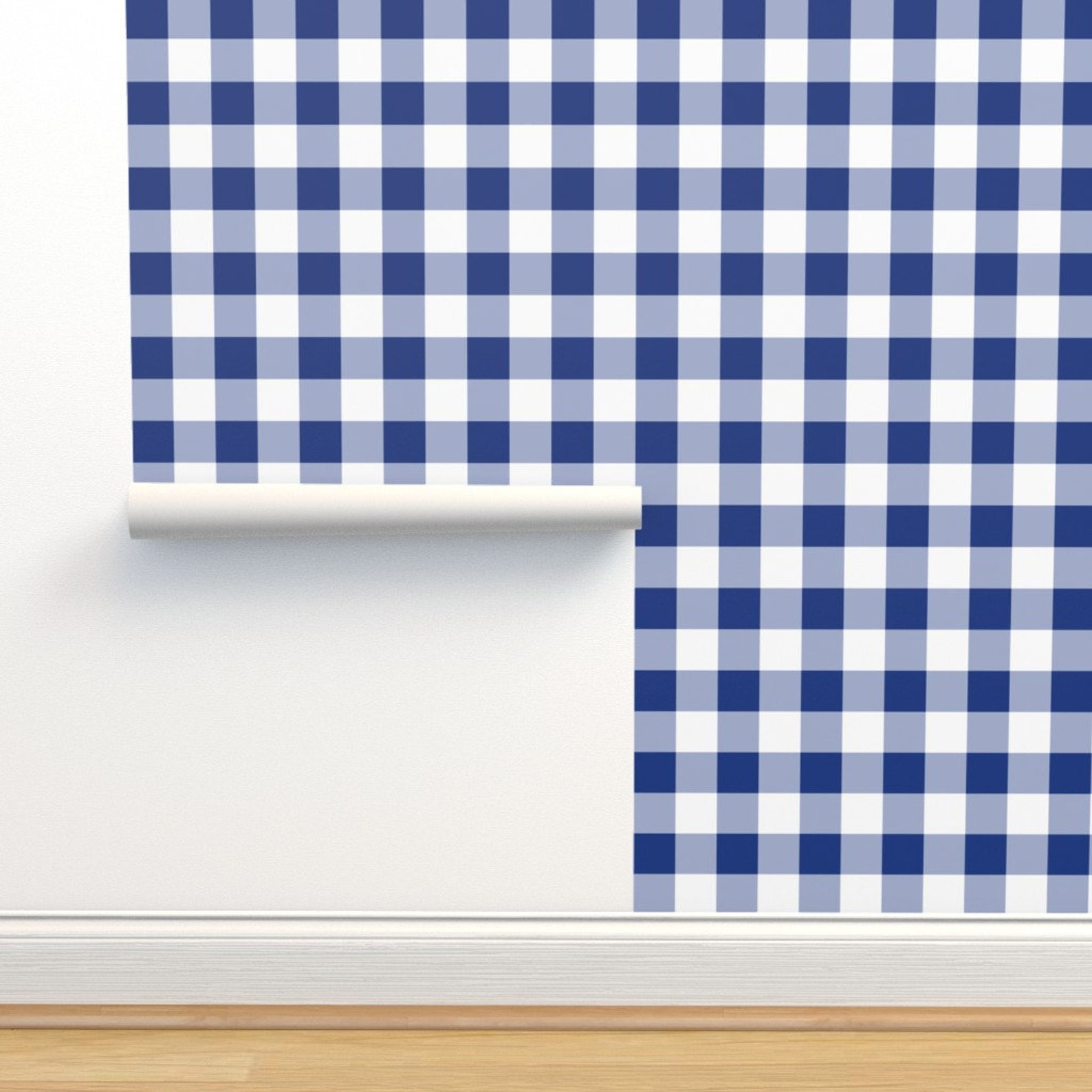 Gingham Wallpaper Blue White Gingham 2 by - Etsy