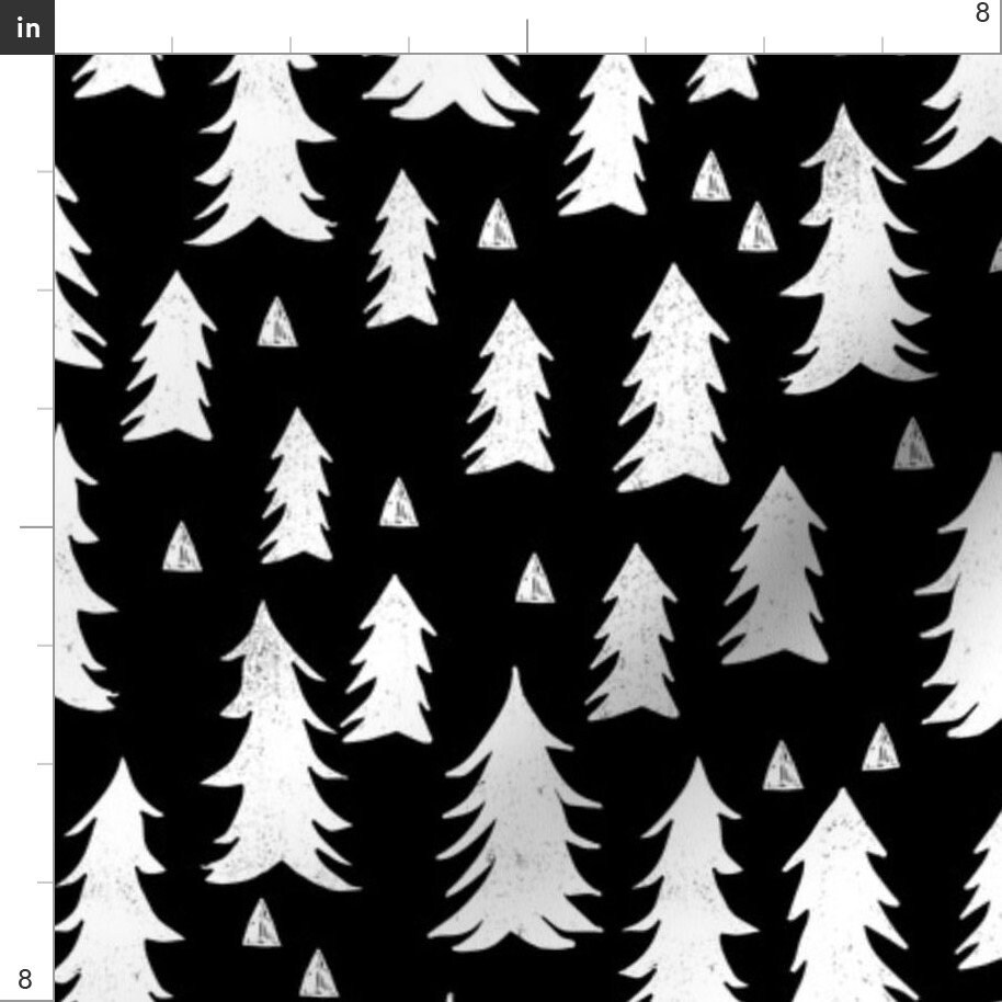 Tree Fabric Trees // Black And White Forest Woodland Tree By | Etsy