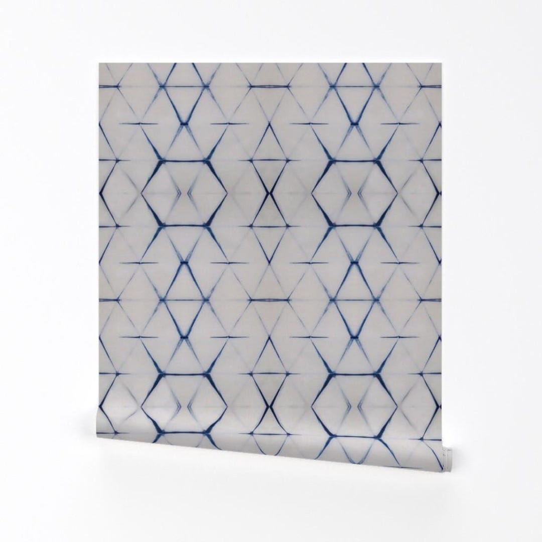 Shibori Wallpaper -shibori Triangle by Pricedesigns- Shibori Blue White ...