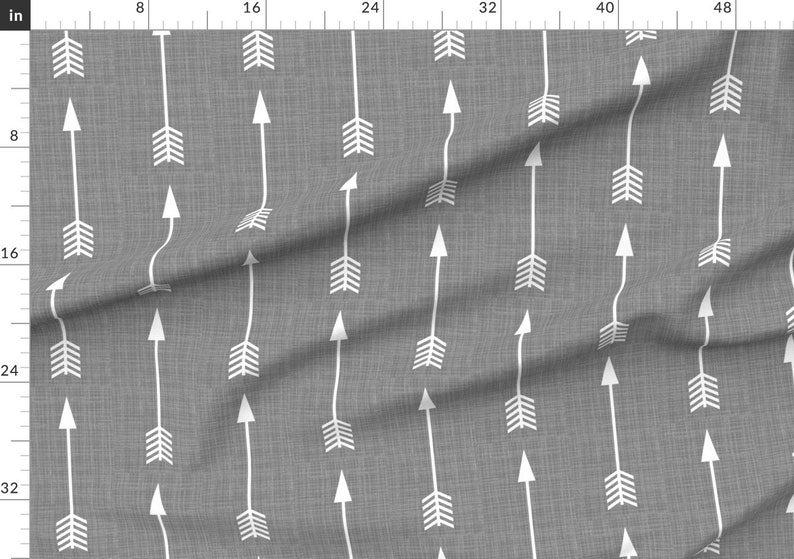 Gray Arrows Fabric Arrows On Grey Linen Grey Arrows By | Etsy