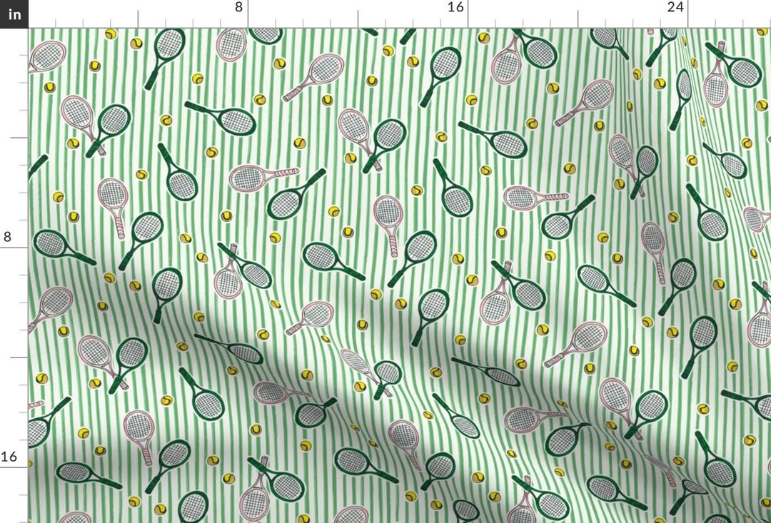 Preppy Tennis Apparel Fabric - Let's Play Tennis by Studiovalko - Green ...