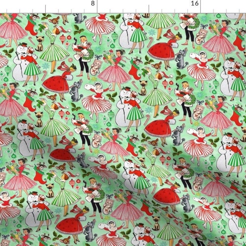 Vintage Christmas Ornaments Fabric Retro Christmas Fabric - Etsy