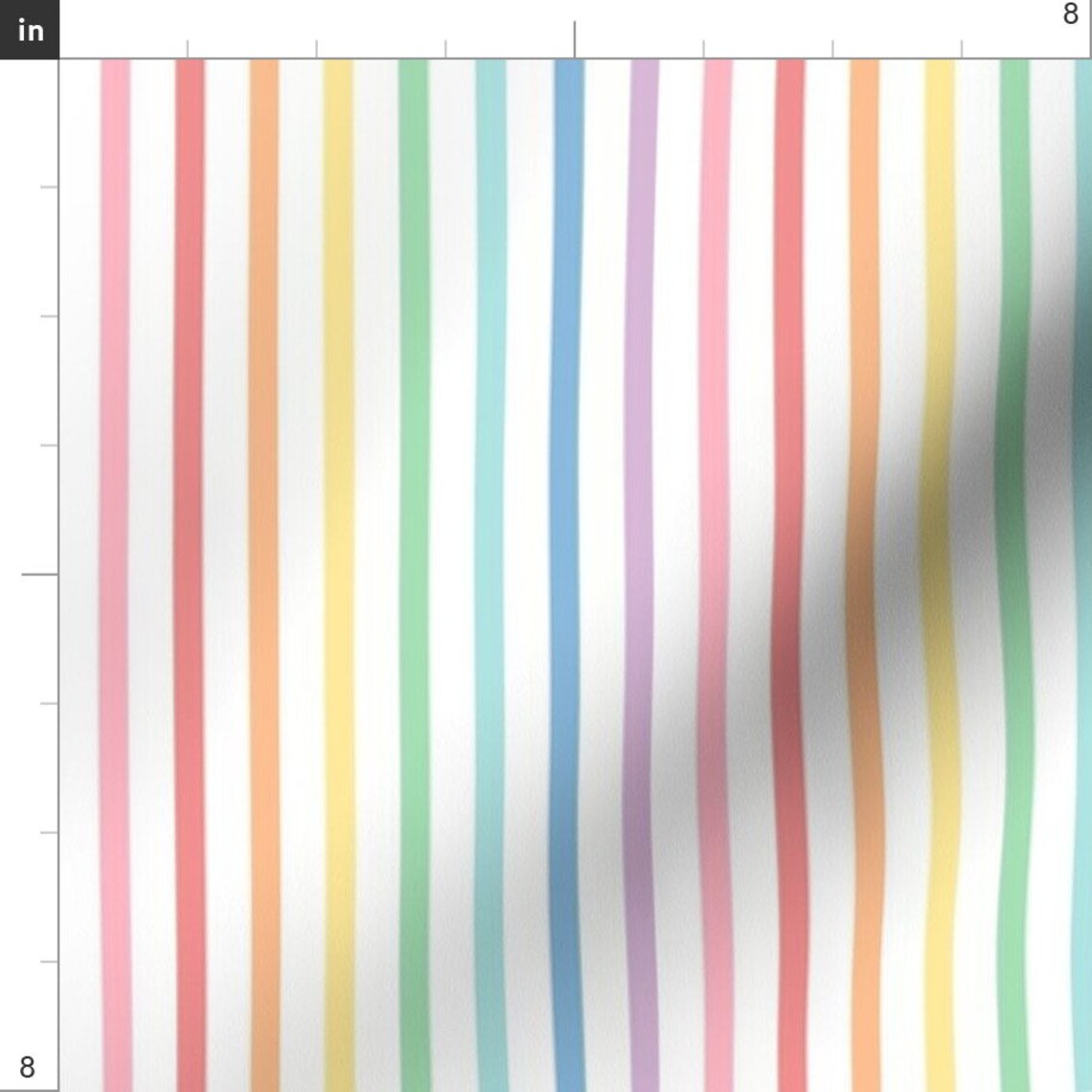 Multicolor Stripe Fabric Pastel Rainbow Stripes 1 Vertical - Etsy