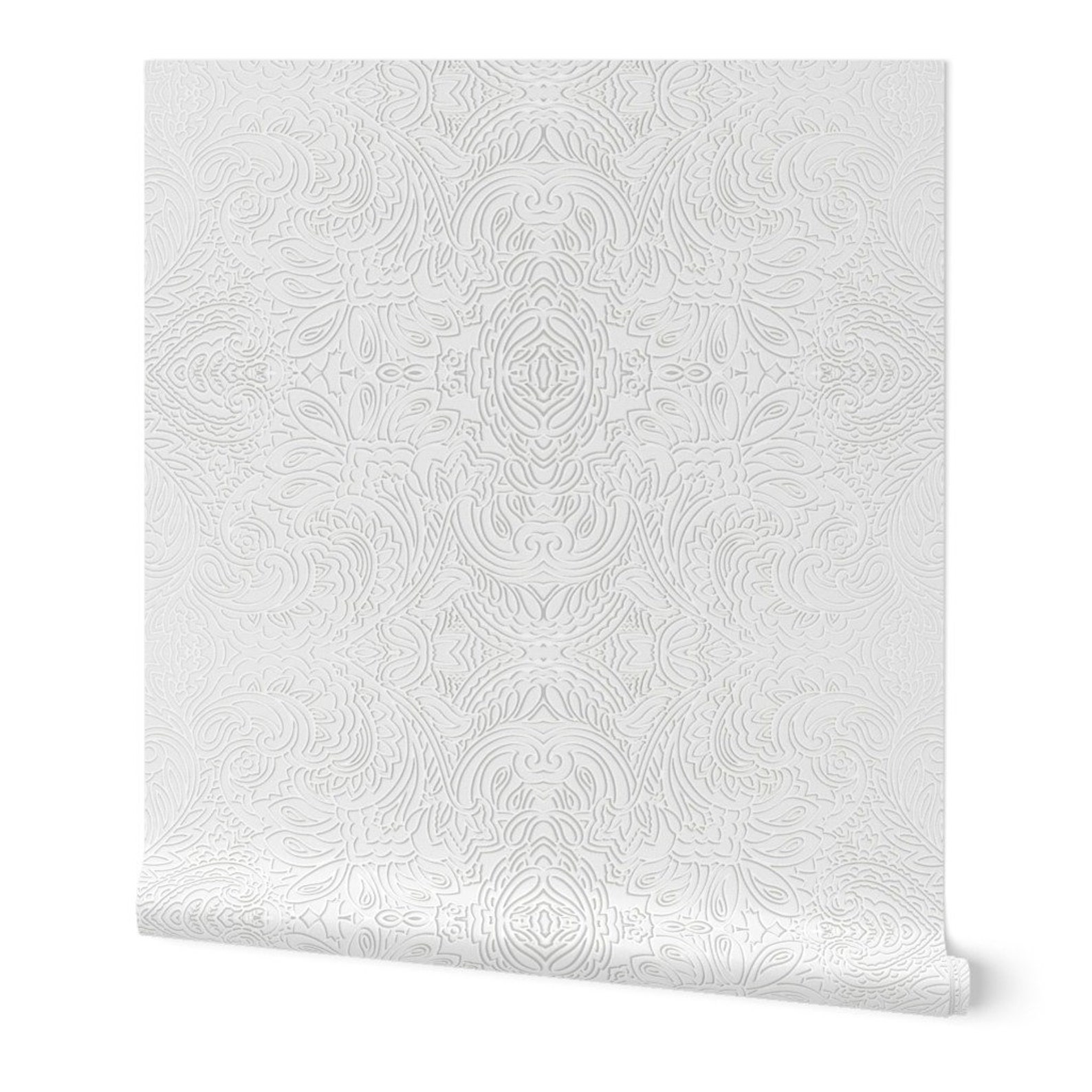 Paisley Wallpaper White on White by Whimzwhirled Neutral - Etsy