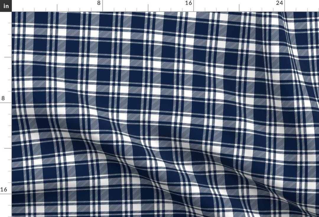 Plaid Fabric - Plaid by Littlearrowdesign - Tartan Quilt Blue and White ...