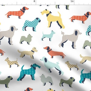Colorful Dogs Fabric Patterned Dogs by Ewa Brzozowska - Etsy