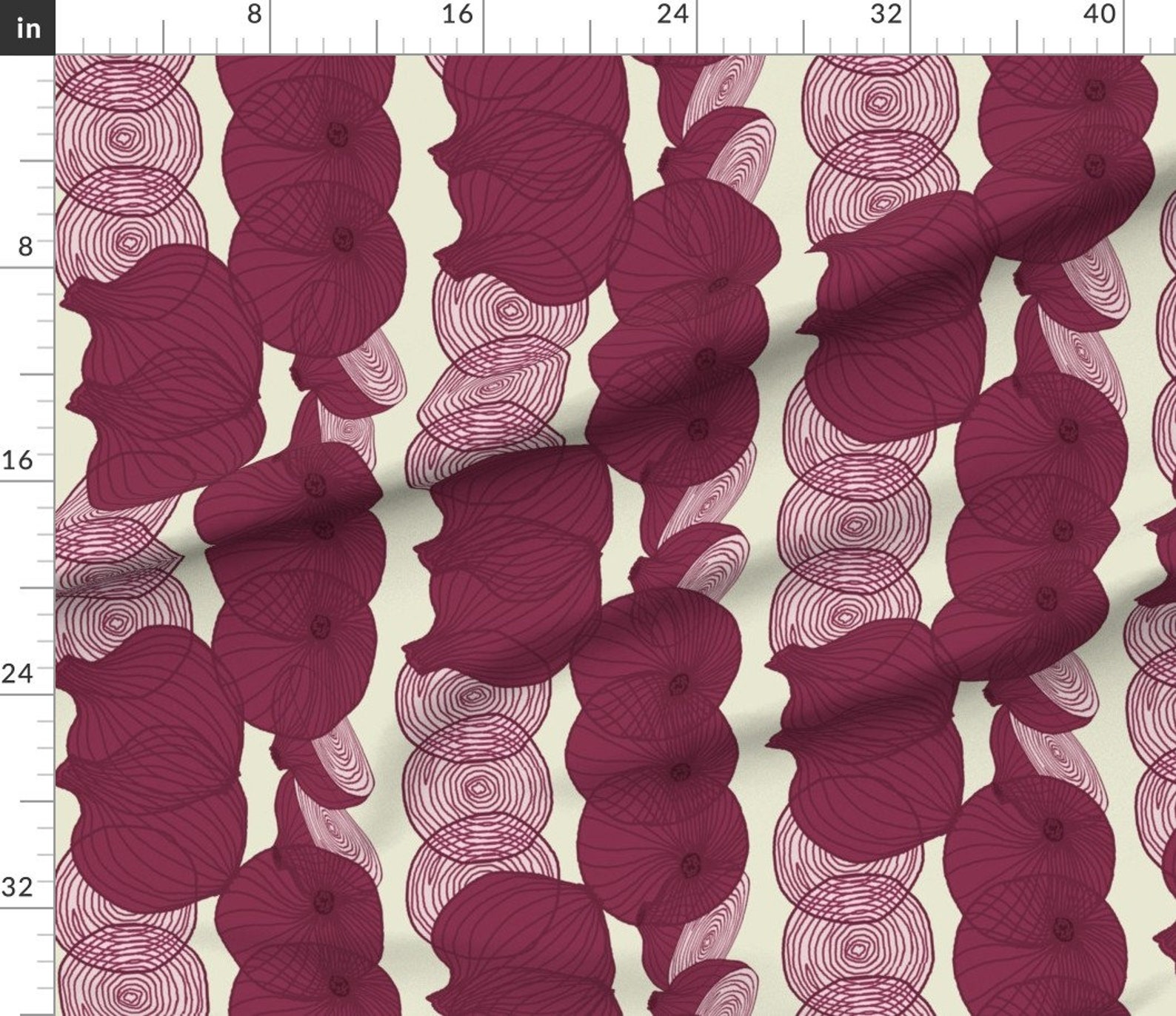 Red Onions Fabric Red Onion Stripe by Lfntextiles Summer - Etsy