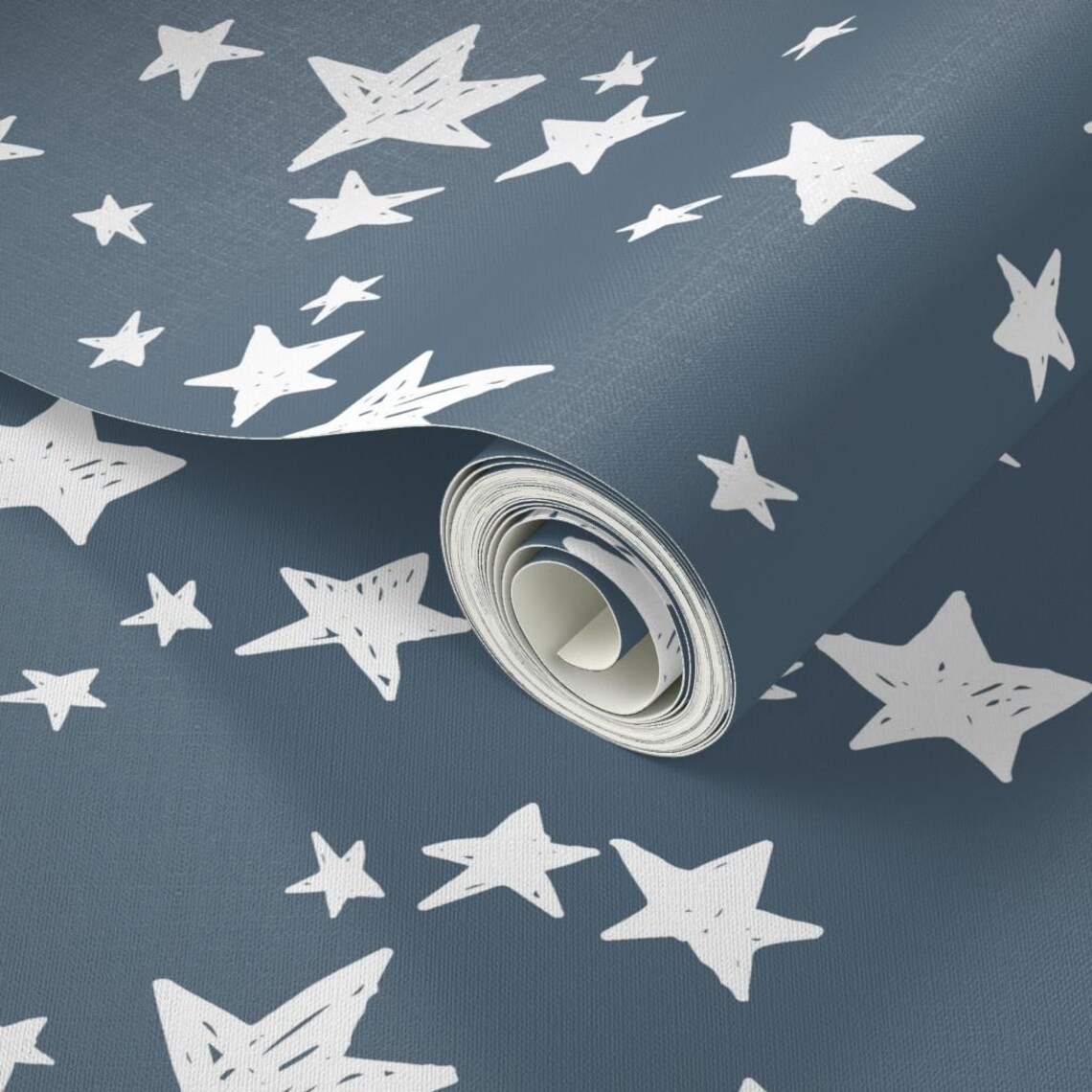 Star Wallpaper - Stars Blue Grey Star by Andrea Lauren - Nursery Mod ...