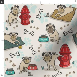 Pug Fabric Pugs Dog or Hydrant Day by Teresamagnuson Pug Pet Dog ...