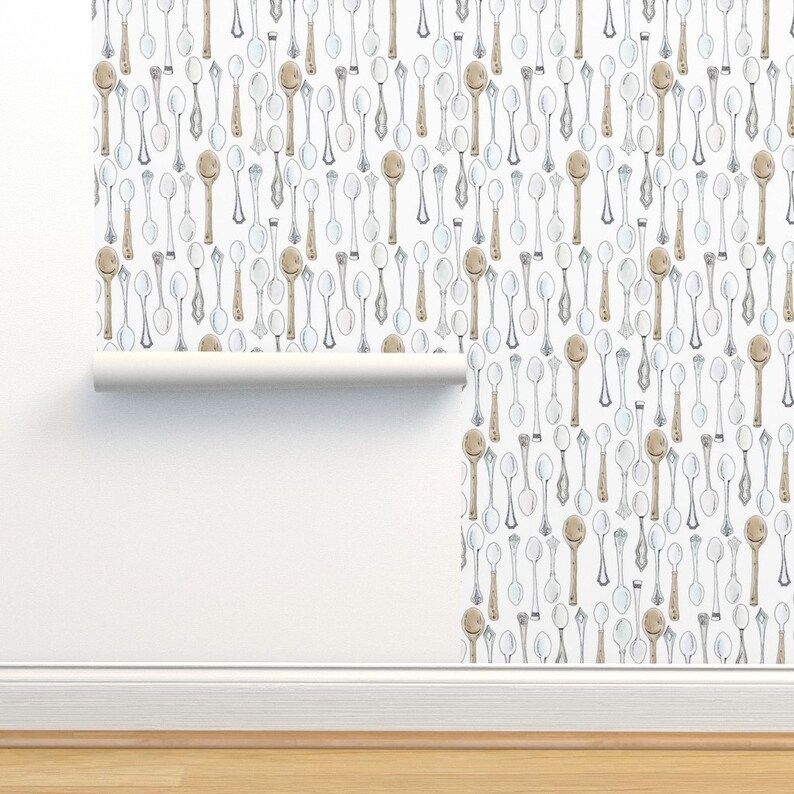 Spoons Wallpaper Spoons by Svaeth Watercolor Kitchen Home - Etsy