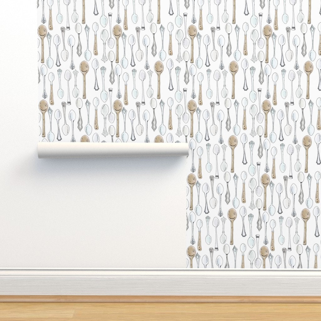 Spoons Wallpaper Spoons by Svaeth Watercolor Kitchen Home - Etsy
