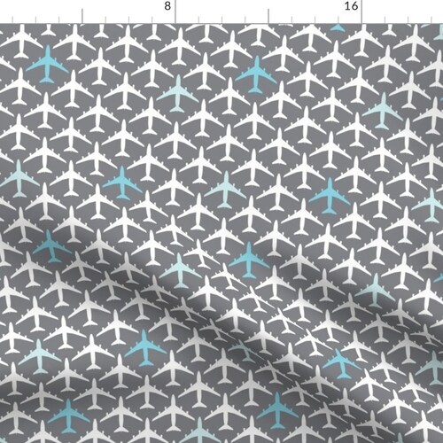 Nay Blue Airplane Fabric Fun Airplanes on Dark Blue Sky by - Etsy