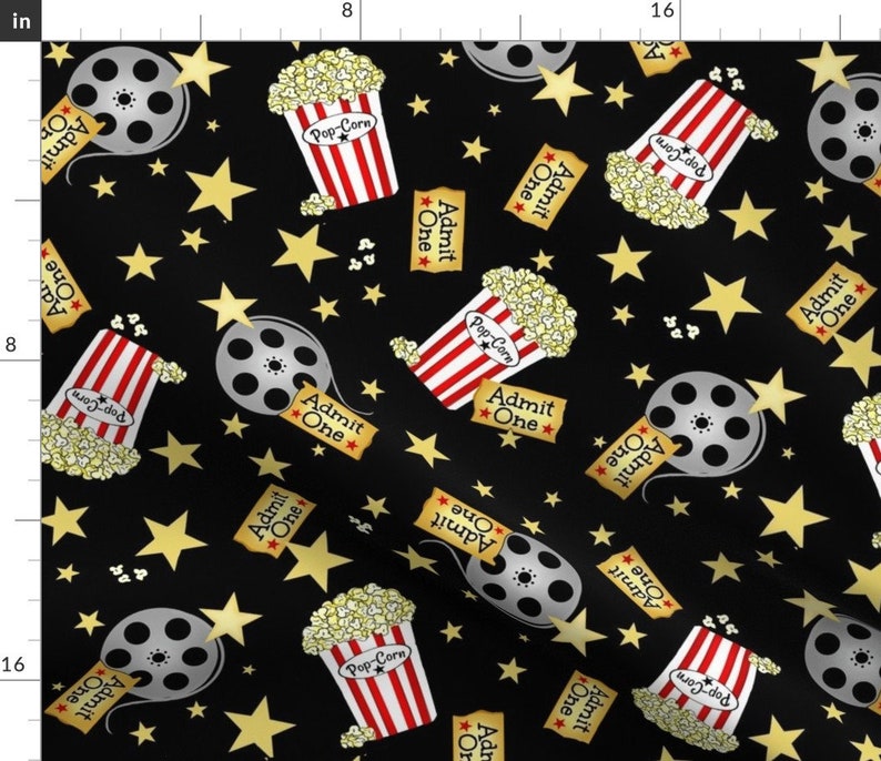 Movies Popcorn Tapes Fabric Vip Movie Night / Theater | Etsy