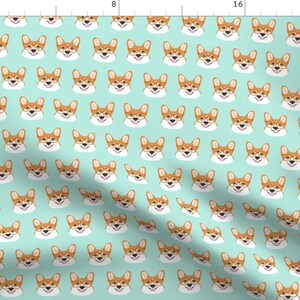 Corgi Fabric Corgi Glasses Mint and Orange Nerd Corgi - Etsy