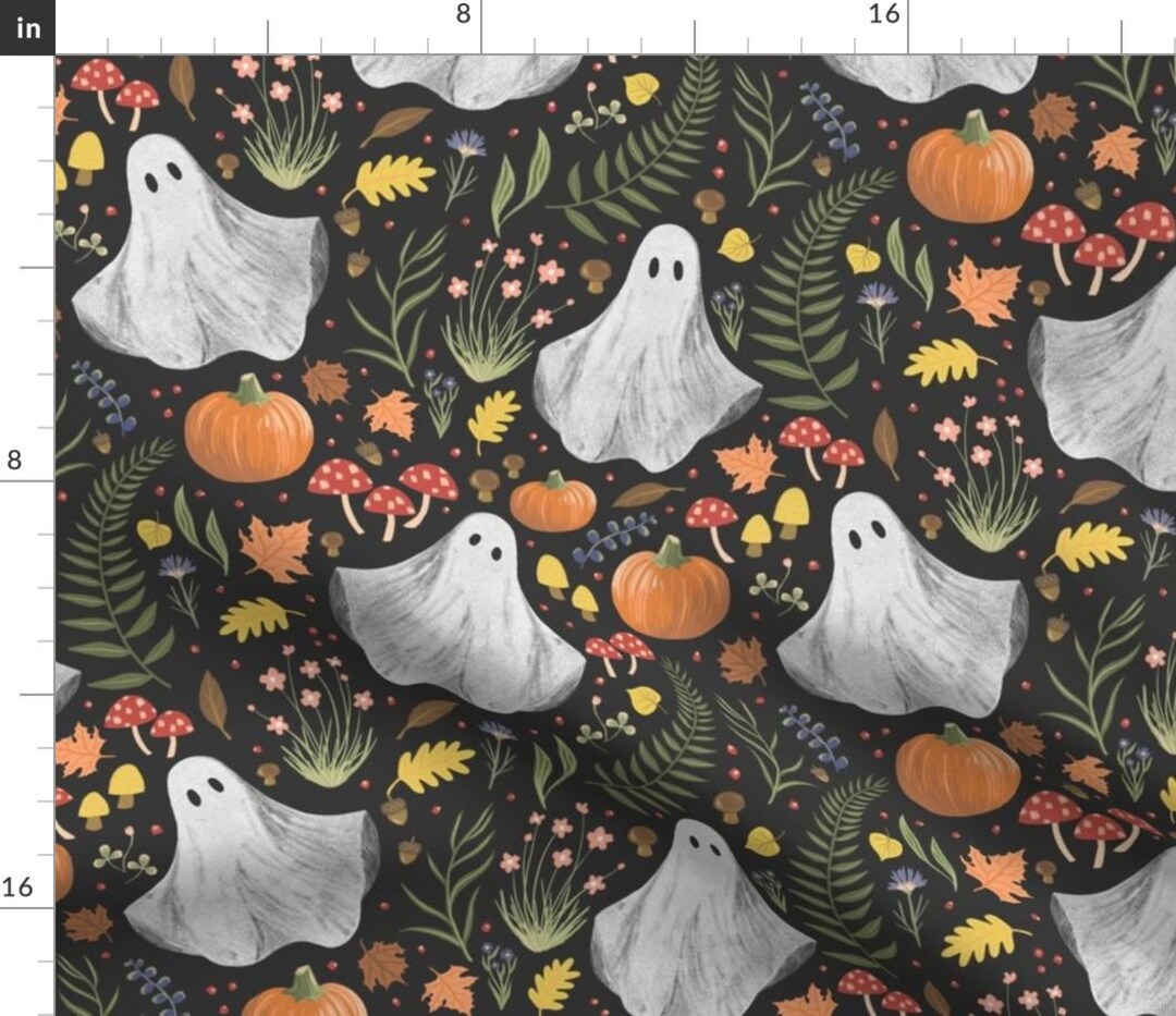 Cottagecore Ghosts Fabric Woodland Autumn by 3rittanylane Woodland Cute ...