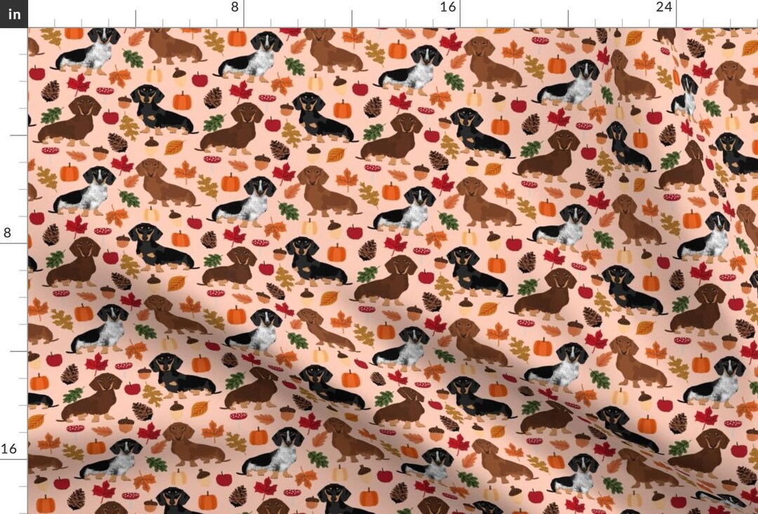 Fall Dachshund Dog Fabric - Dachshund Dog by Petfriendly- Autumn Theme ...