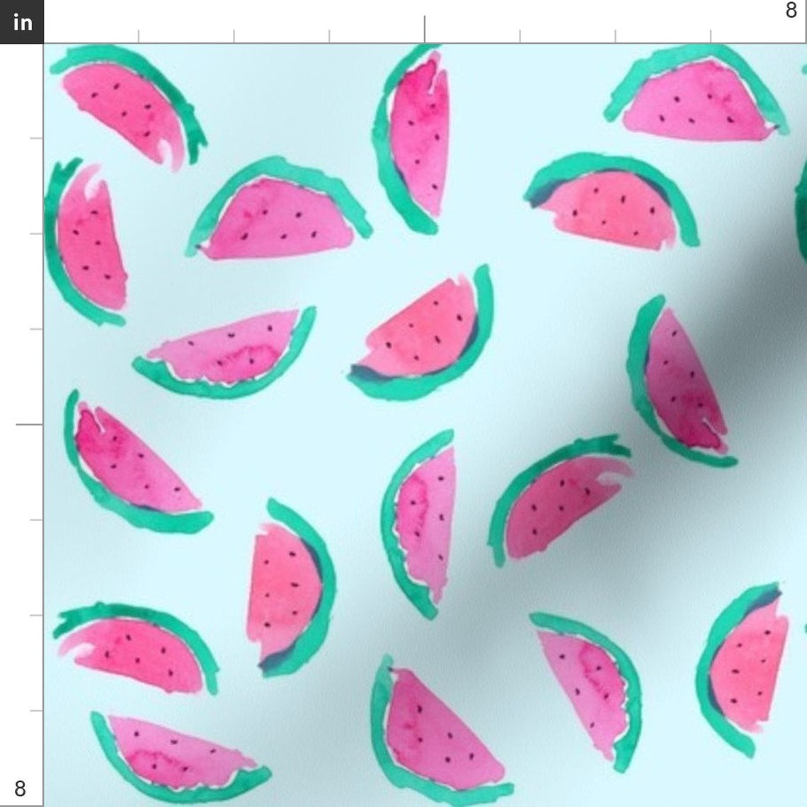 Watercolor Watermelon Fabric Watermelon Blue by Erinanne - Etsy