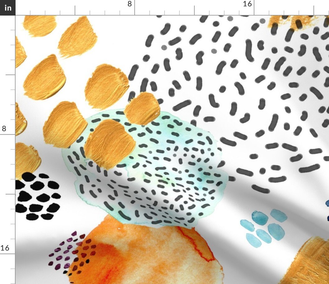 Abstract Fabric Memphis Bright Watercolor Design by Peace | Etsy