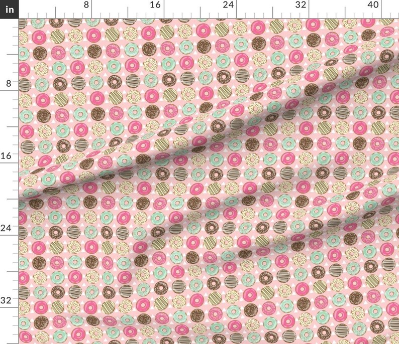 Donuts Fabric Colorful Frosted Donuts Pink Chocolate Aqua - Etsy