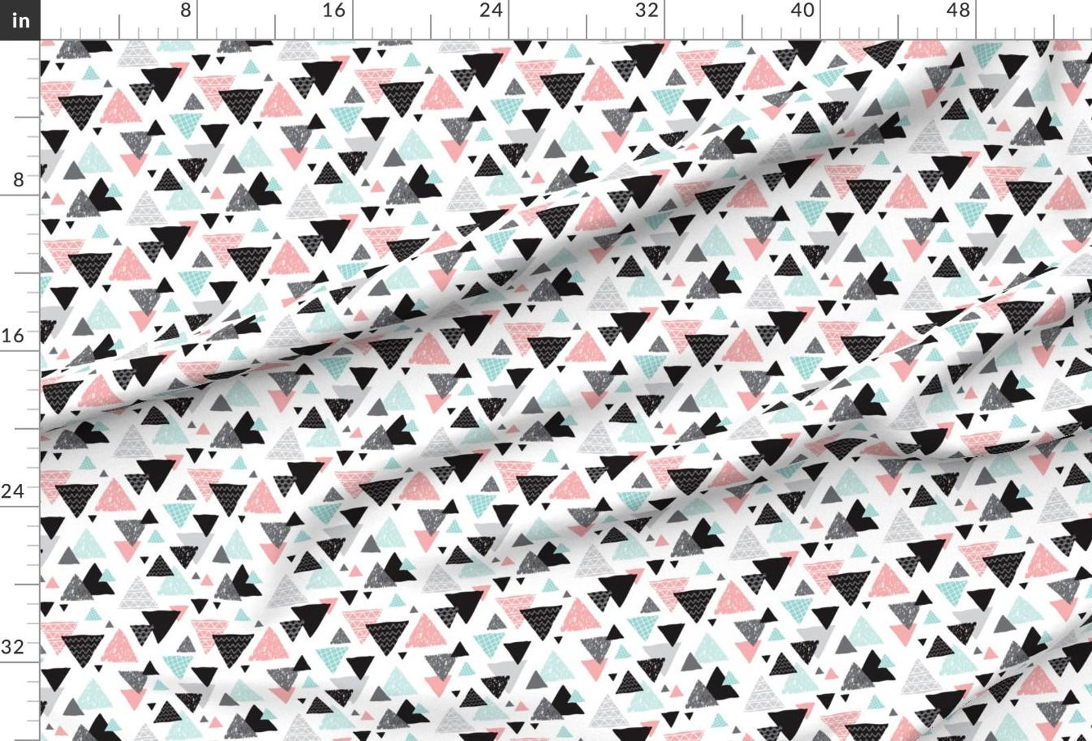 Triangles Fabric - Geometric Triangle by Littlesmilemakers - Mod Pink ...