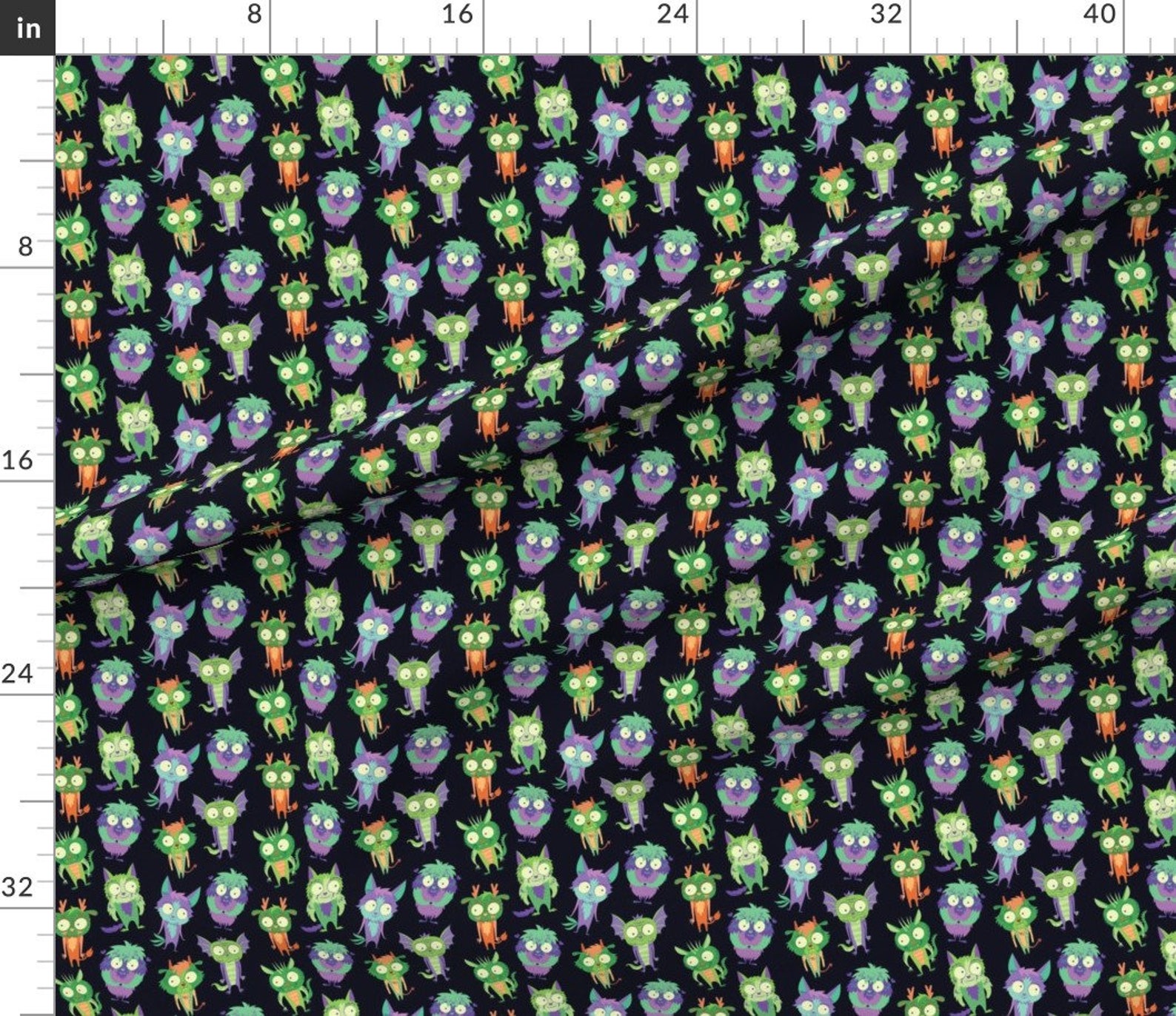 Halloween Fabric Monster Mash-up Tiny Size by Pinkowlet - Etsy