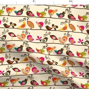 Mod Song Birds Fabric Singing Birds by Valentinaharper - Etsy