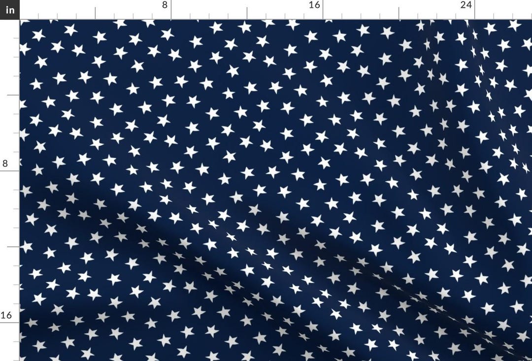 Navy Stars Fabric - Blue Stars and White Patriotic Kids Night Sky ...