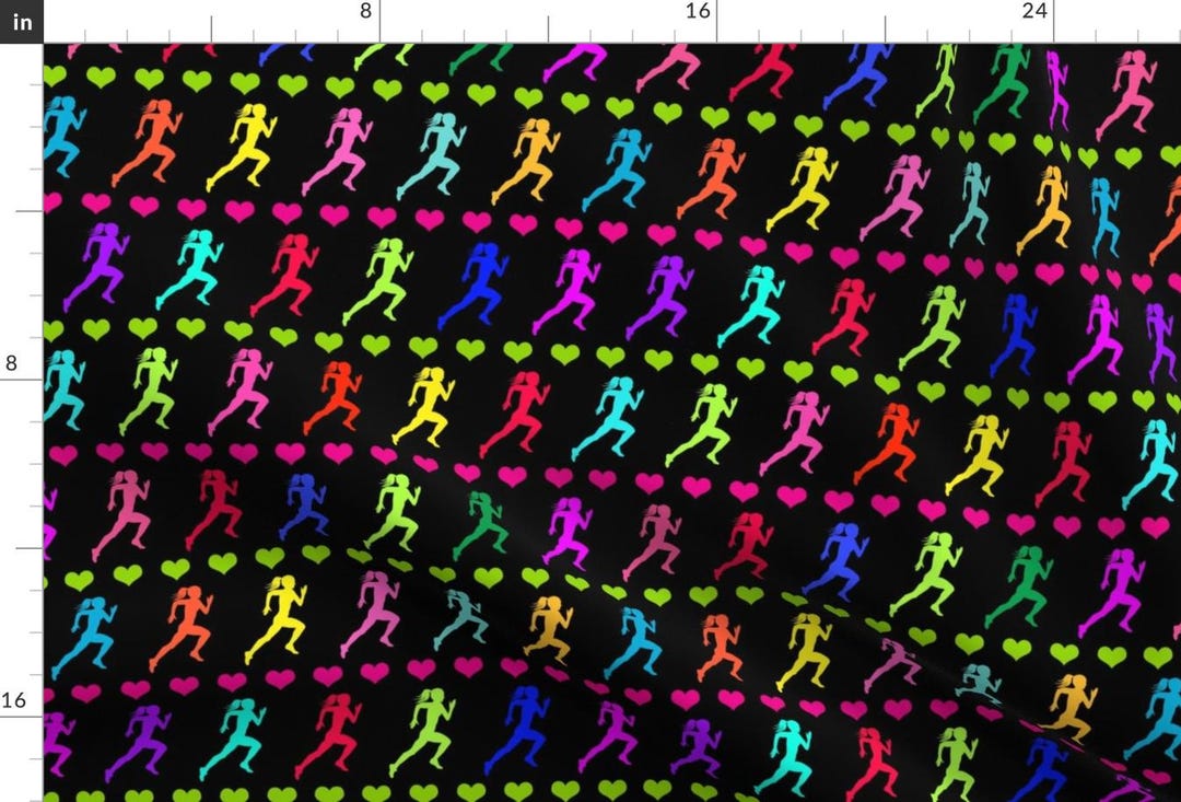 Neon Sports Fabric - Runner Girl by Bags29 - Silhouette Running Hearts ...