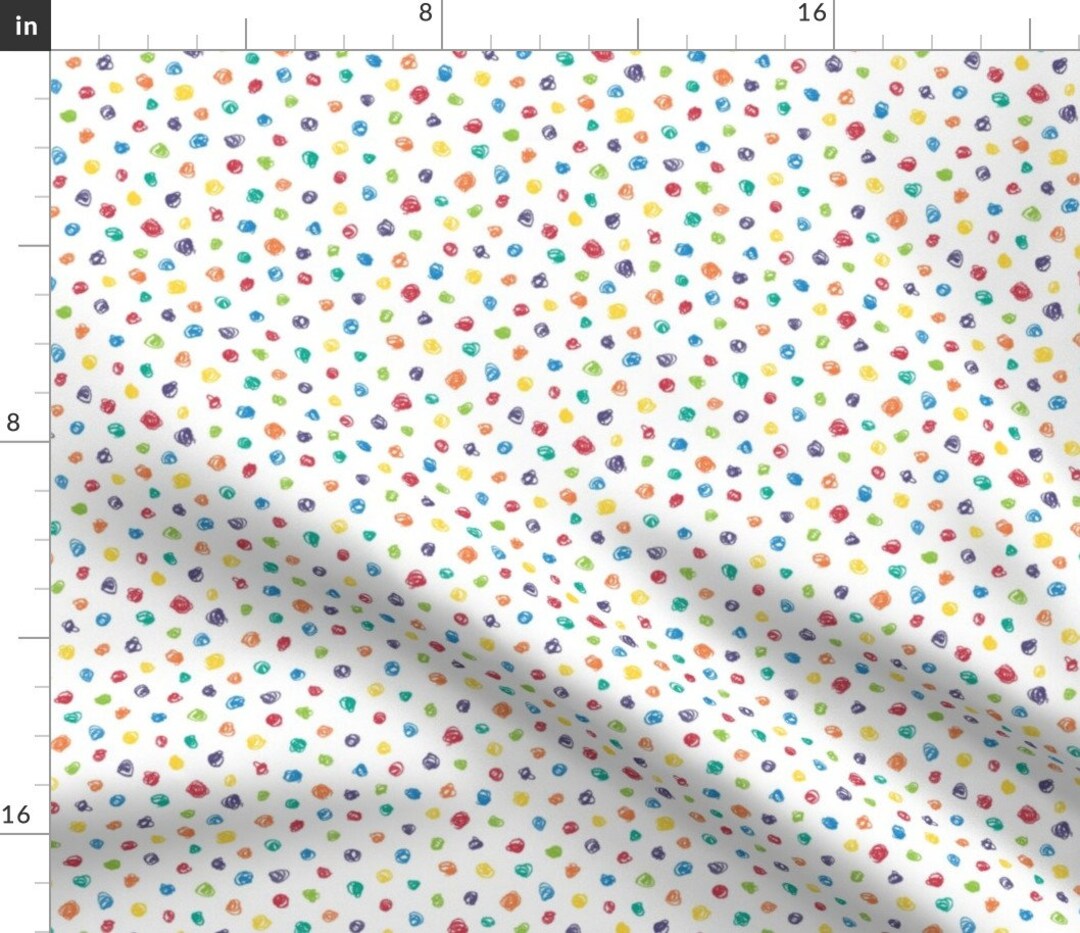 Colorful Crayon Dots Fabric Crayon Polkadots in Rainbow Colors by ...