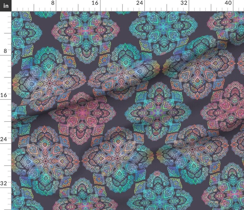 Bohemian Fabric Boho Intense Detailed Doodle Pattern in | Etsy