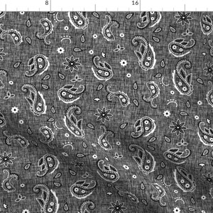 Western Fabric Weathered Paisley Black Dark Grey Textured Look Cowboy ...