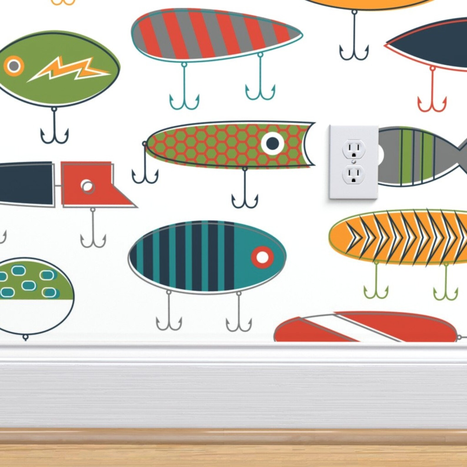 Lures Wallpaper Hooked up White by Katerhees Fishing | Etsy