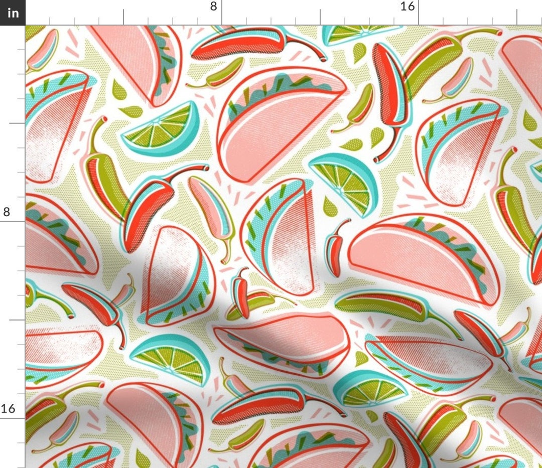 Taco Fabric Taco Time by Heatherdutton Abstract Taco Food Print ...