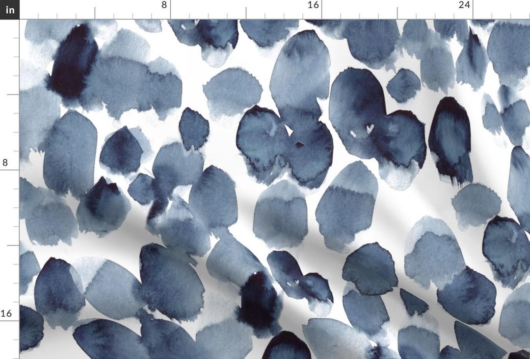 Indigo Watercolor Fabric - Watercolor Paint Spots by Kostolom3000 ...