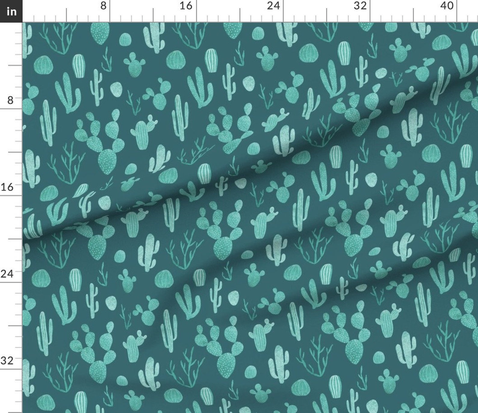 Teal Cacti Fabric Blue Cacti on Teal by Lavish Season - Etsy