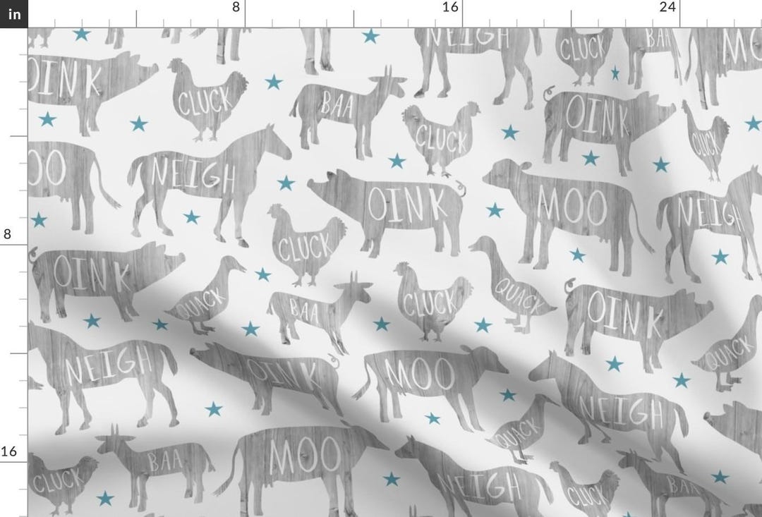 Barnyard Animals Fabric - Farmyard Friends by Robyriker- Farm Barnyard ...