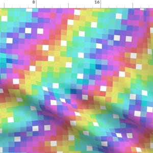 Rainbow Pixelated Tie Dye Magical Galaxy Fabric Rainbow Grid by ...