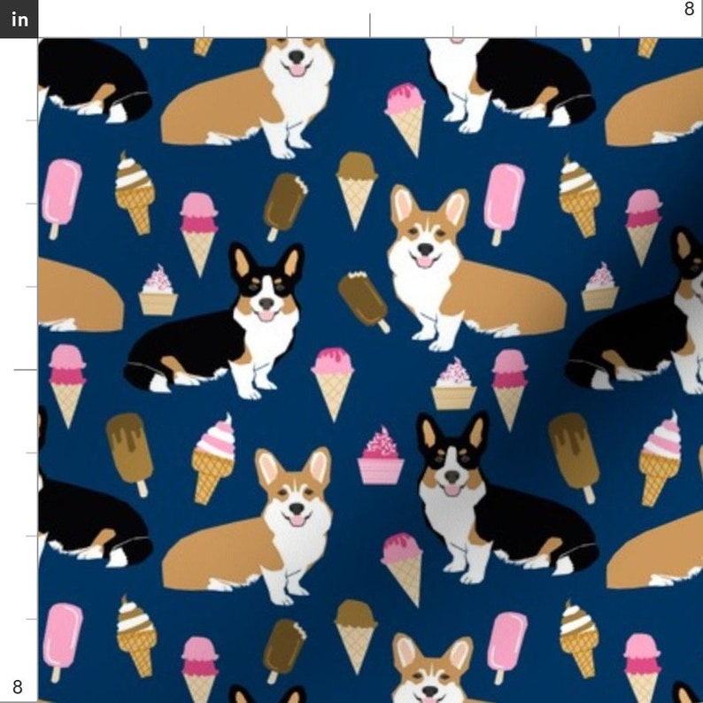 Navy Corgi Ice Cream Fabric Corgi Ice Creams Cute Ice Cream - Etsy
