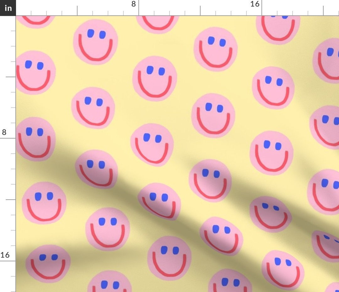 Smiley Face Fabric Smiley Yellow by Jessicalynn Ditsler - Etsy