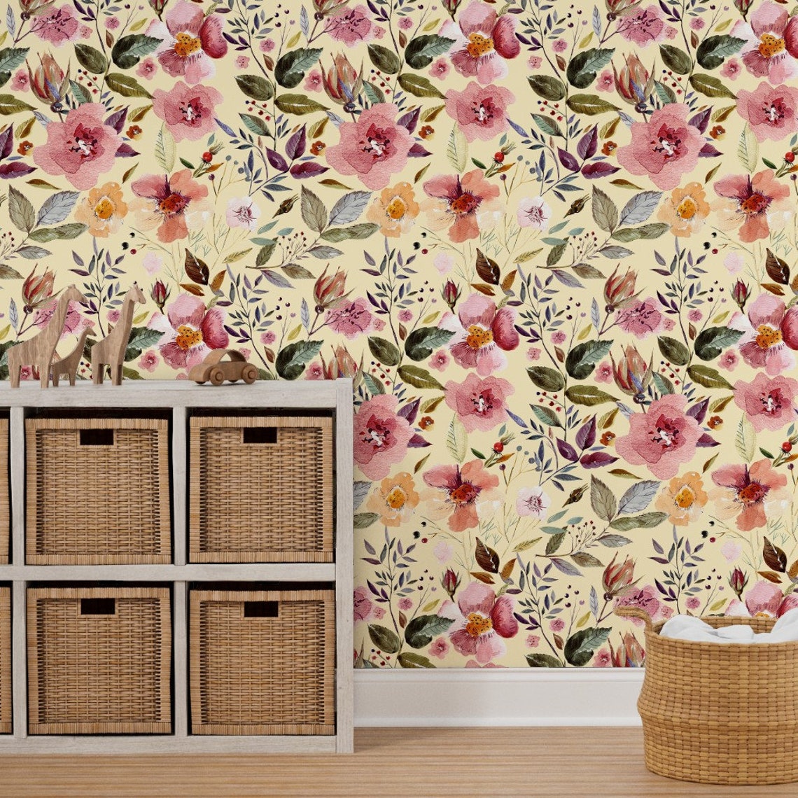 Floral Wallpaper 18 Autumnal Watercolor Flowers by - Etsy