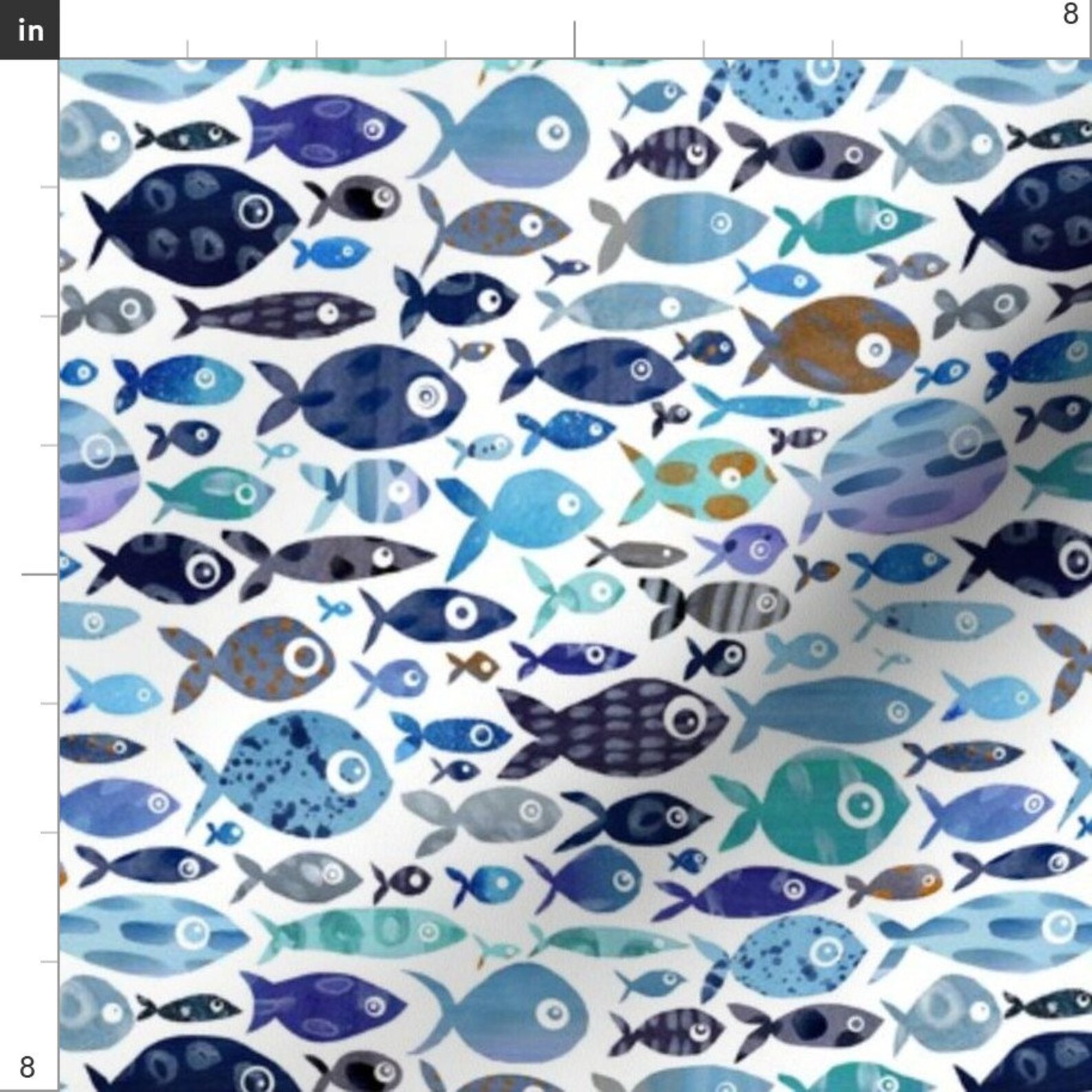 Summer Fish Fabric Blue Watercolour Fish by Emmaallardsmith - Etsy
