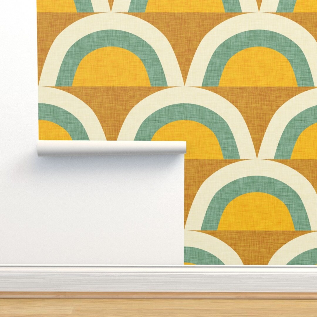 Mid Century Modern Wallpaper New Mid Mod Rainbow Magic by - Etsy