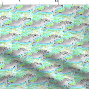 Watercolor Dolphin Fabric - Porpoise in Life by Eclectic House - Summer ...