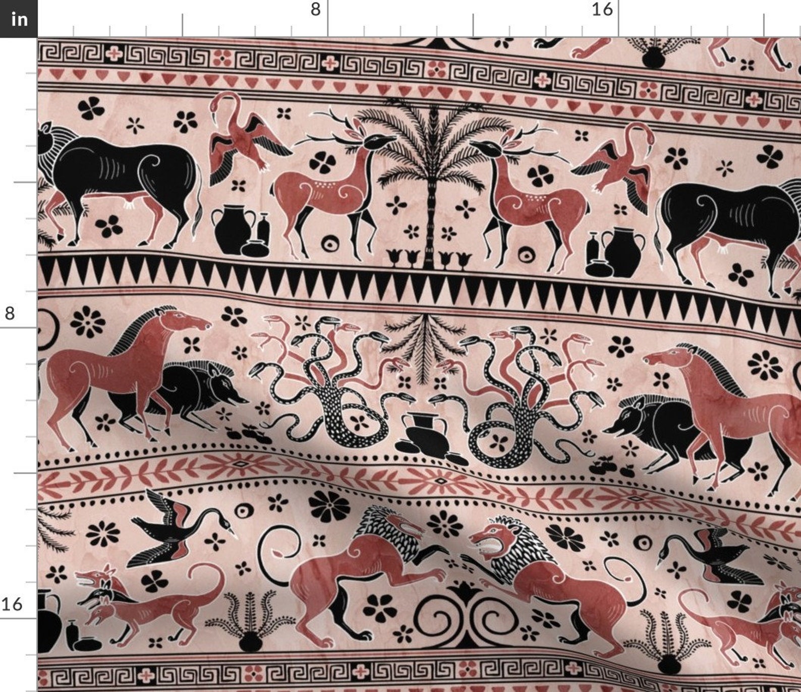 Greek Art Fabric Greek Mythical Beasts By Melaniegowprint | Etsy