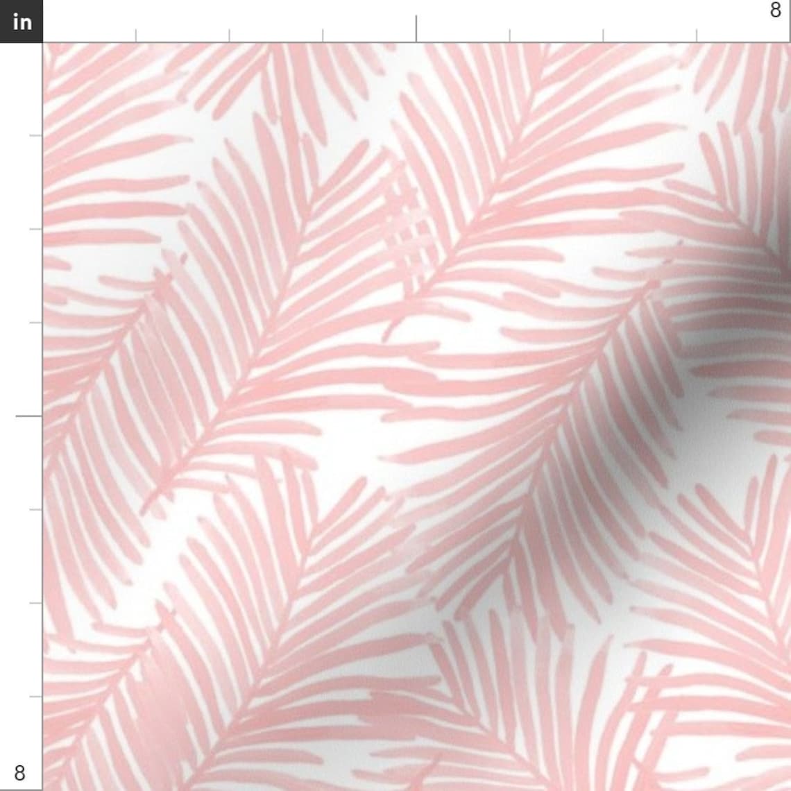 Palm Fabric Palm Print Pastel Pink Nursery Baby Design by | Etsy