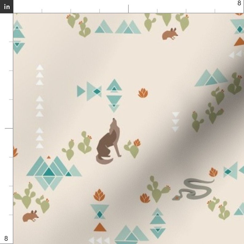 Desert Coyote Fabric Desert Animals by Annabhall Boho - Etsy