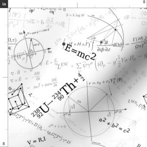 Math Fabric Equations Black White by Studiofibonacci Physics ...