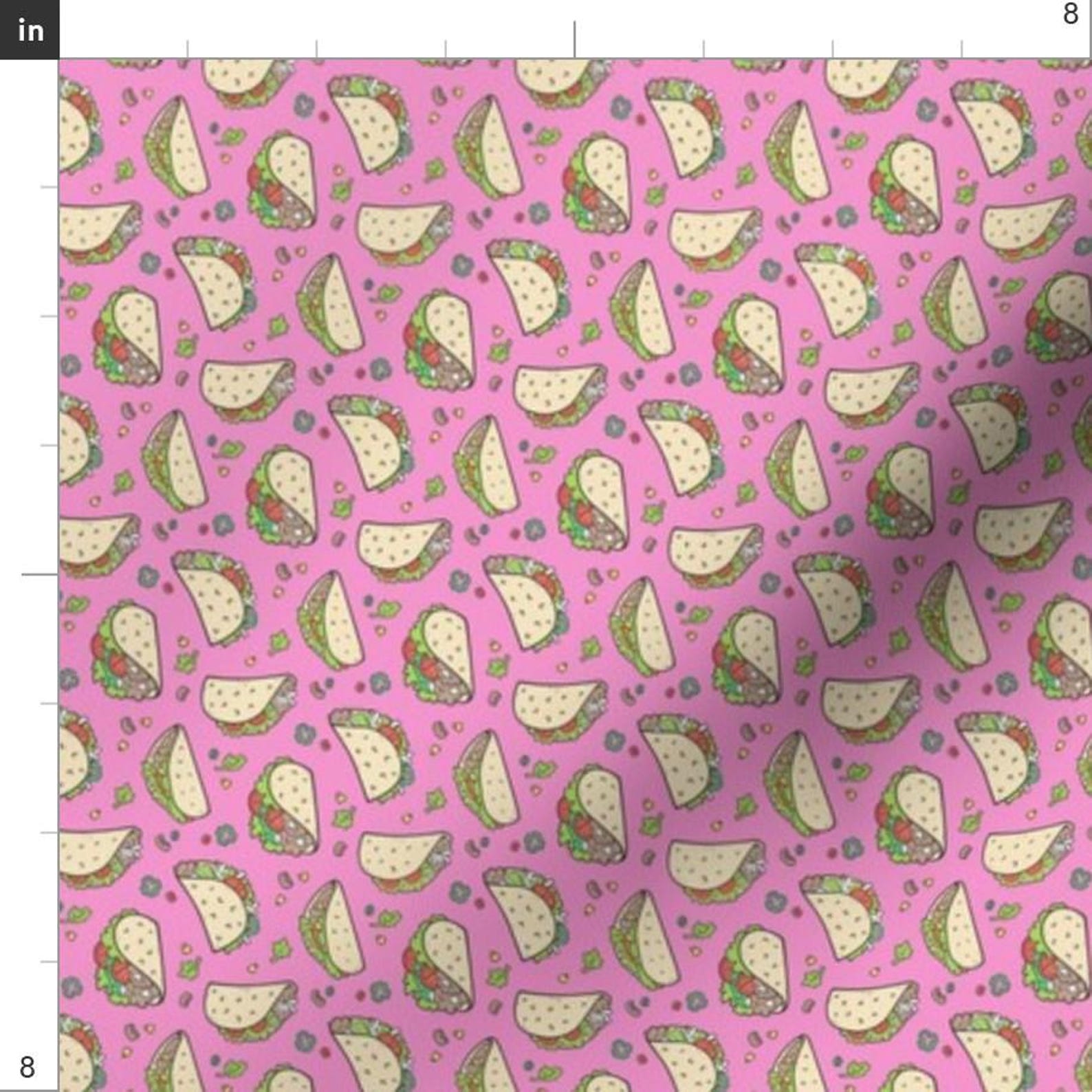 Taco Fabric -tacos Food on Dark Pink Small Rotated by Caja Design- Taco ...