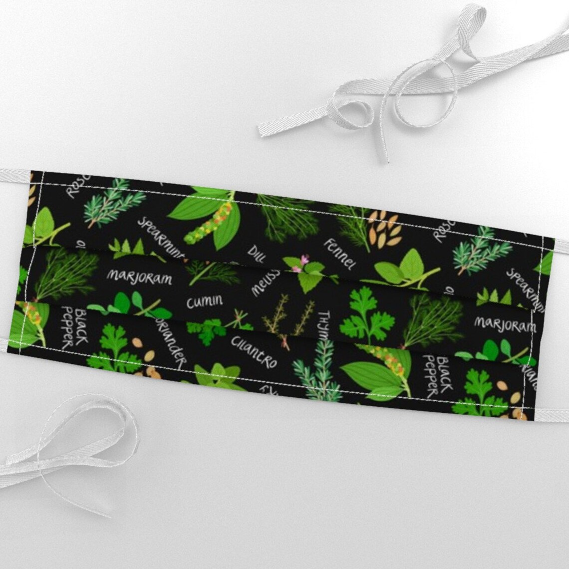 Greenery Herbs on Black Fabric Herbs and Spices by - Etsy